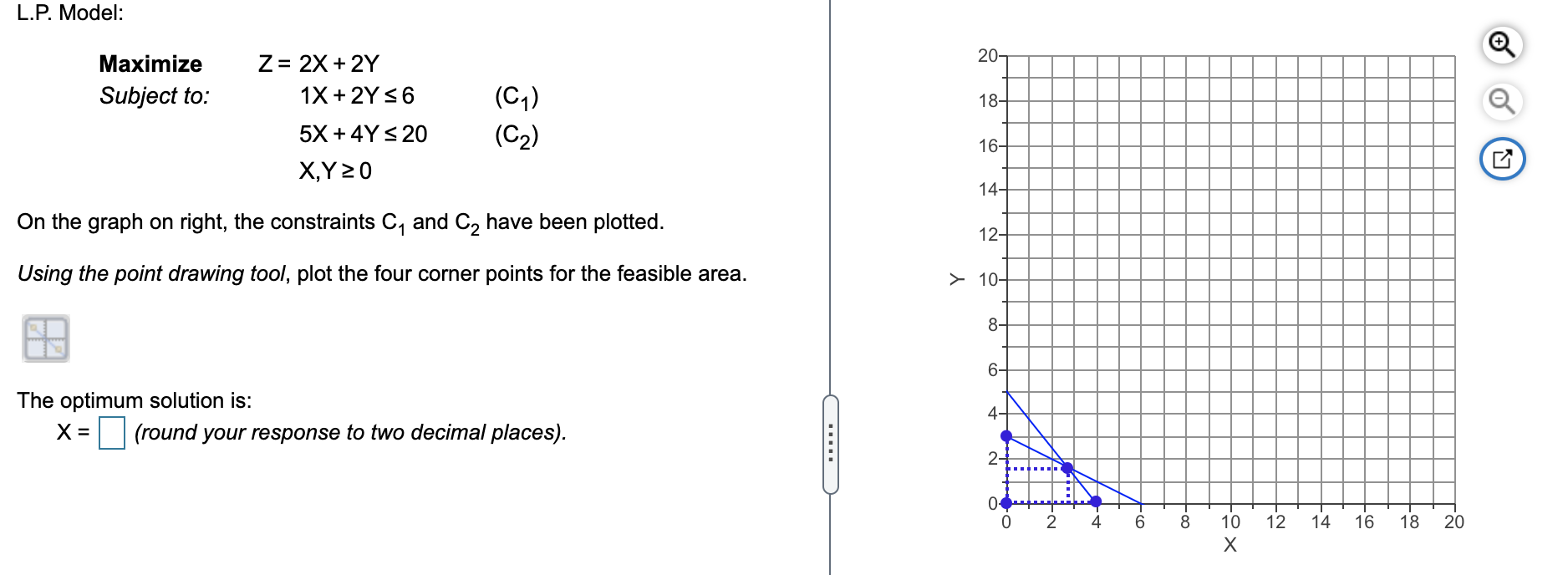 Solved L.P. Model: 20 Maximize Subject to: 18- Z= 2X + 2Y 1X | Chegg.com