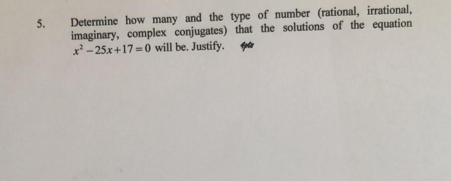Solved Determine how many and the type of number (rational, | Chegg.com