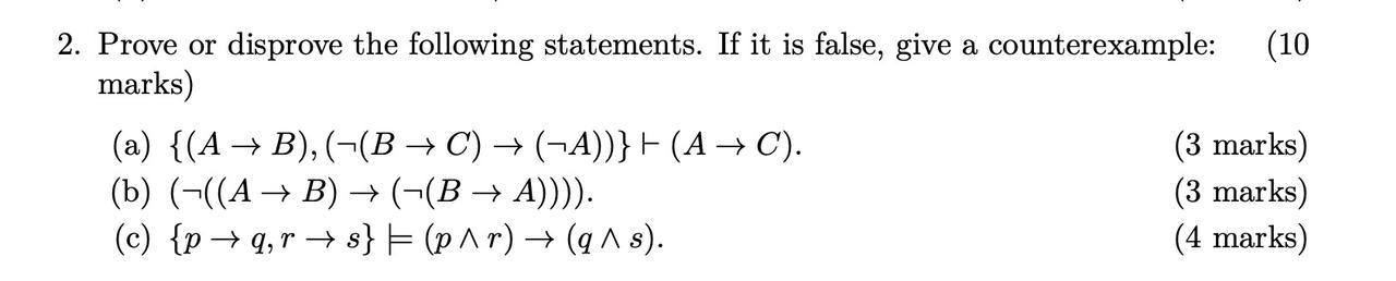 Solved 2. Prove or disprove the following statements. If it | Chegg.com