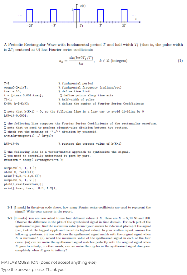(O -21 -T т 2T A Periodic Rectangular Wave with | Chegg.com
