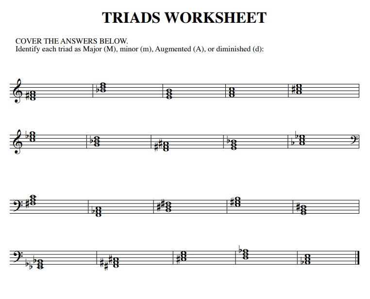TRIADS WORKSHEET | Chegg.com