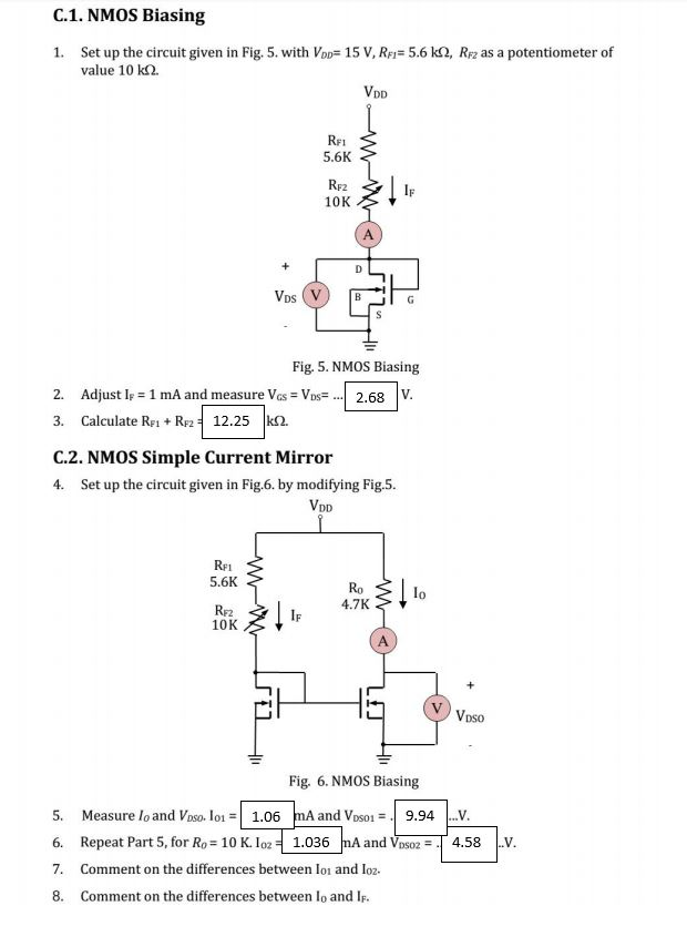 Solved C.1. NMOS Biasing 1. Set up the circuit given in Fig. | Chegg.com