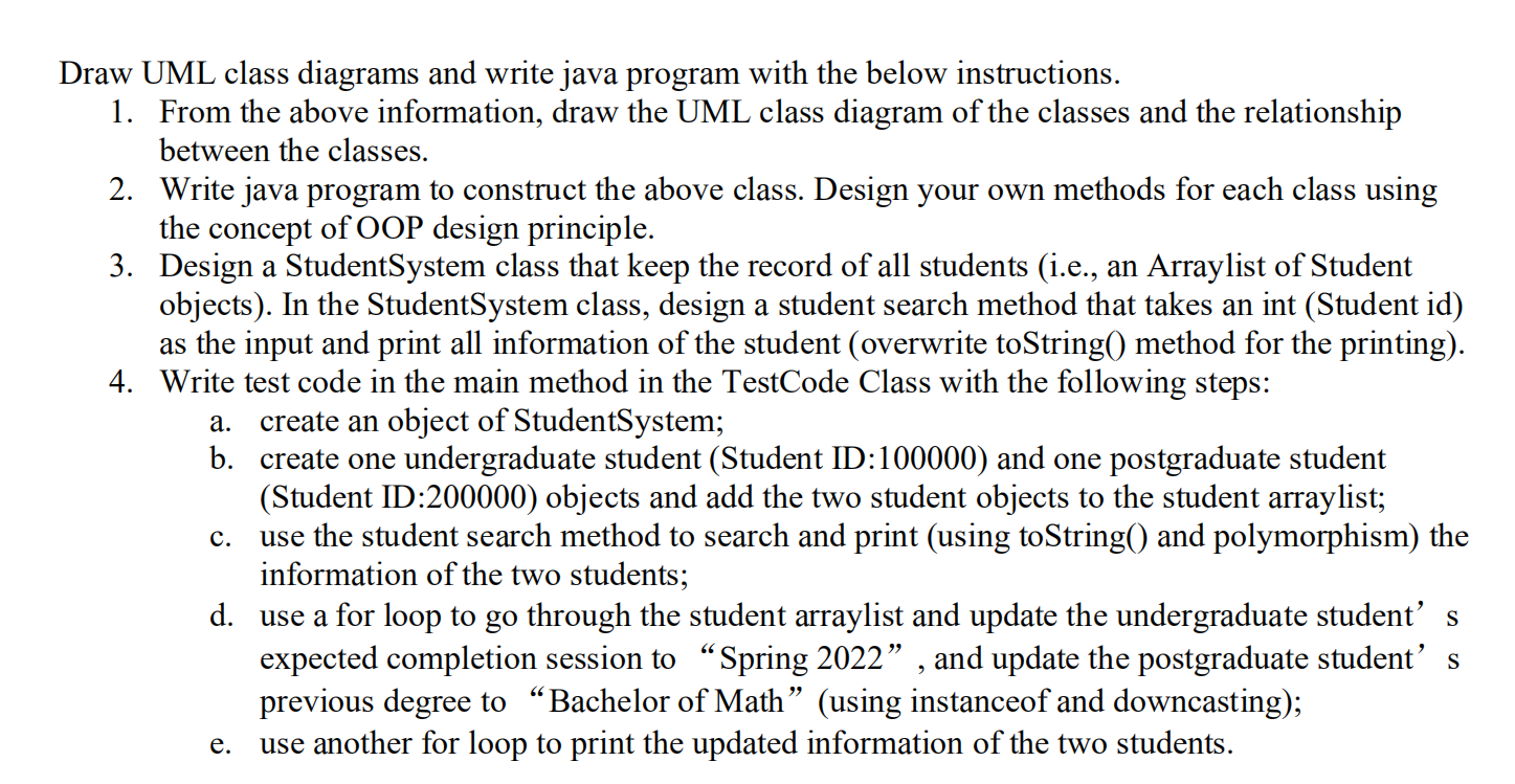 Solved Task 1: The student record application is described | Chegg.com