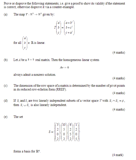 Solved Prove or disprove the following statements; i.e. give | Chegg.com