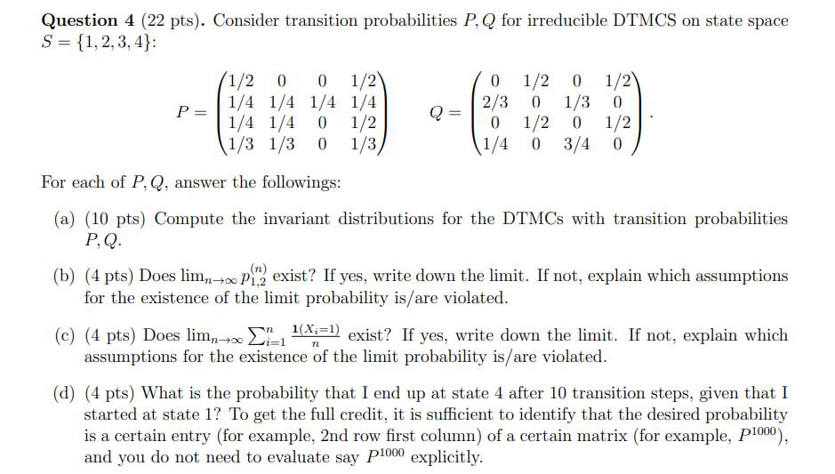 Solved Question 4 (22 pts). Consider transition | Chegg.com