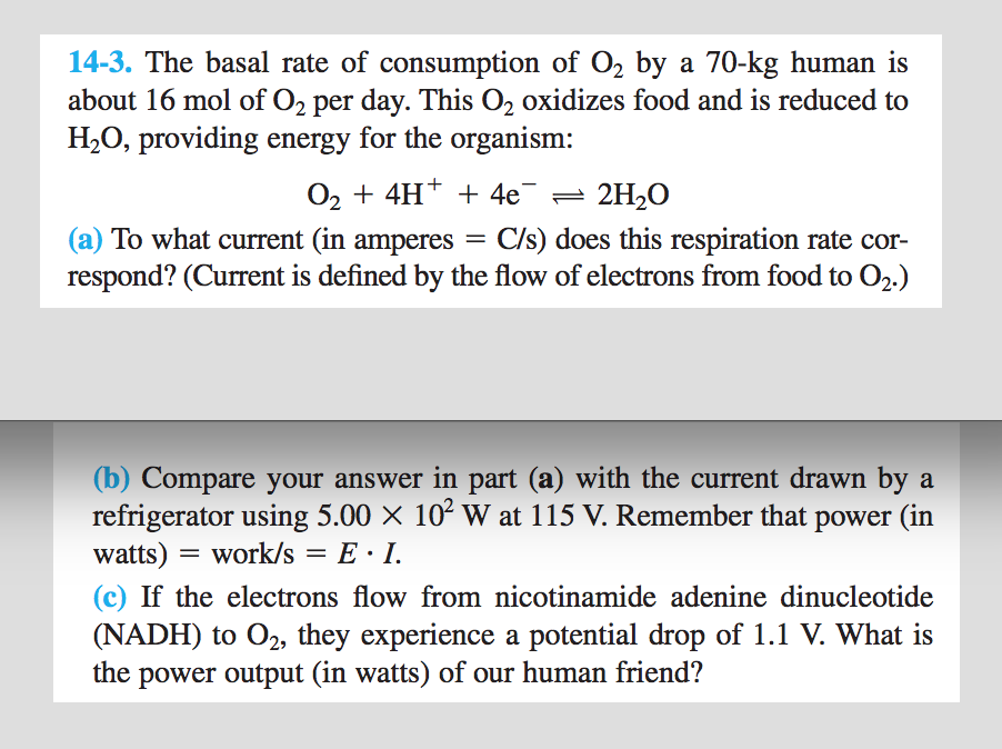 Solved 14-3. The basal rate of consumption of O2 by a 70-kg | Chegg.com