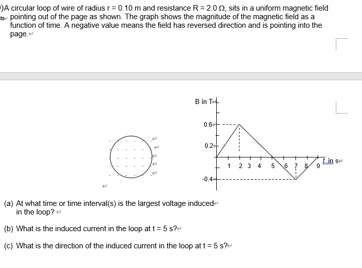 Solved )A circular loop of wire of radius r = 0.10 m and | Chegg.com