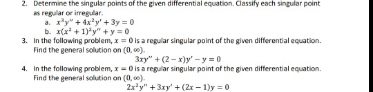 Solved 2. Determine the singular points of the given | Chegg.com