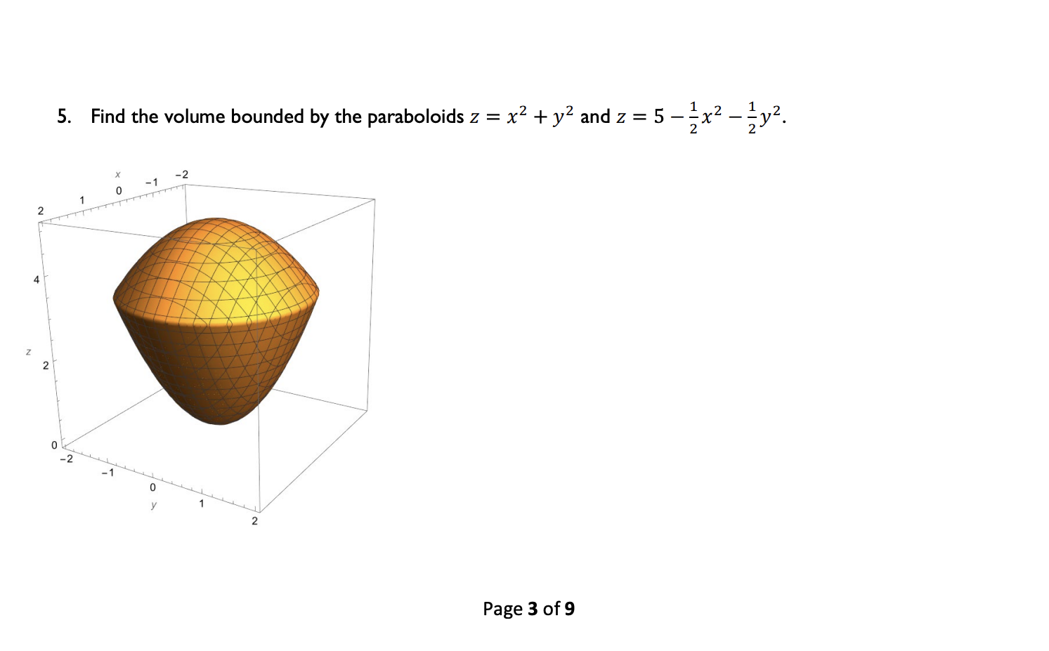 Solved 5. Find the volume bounded by the paraboloids z=x2+y2 | Chegg.com