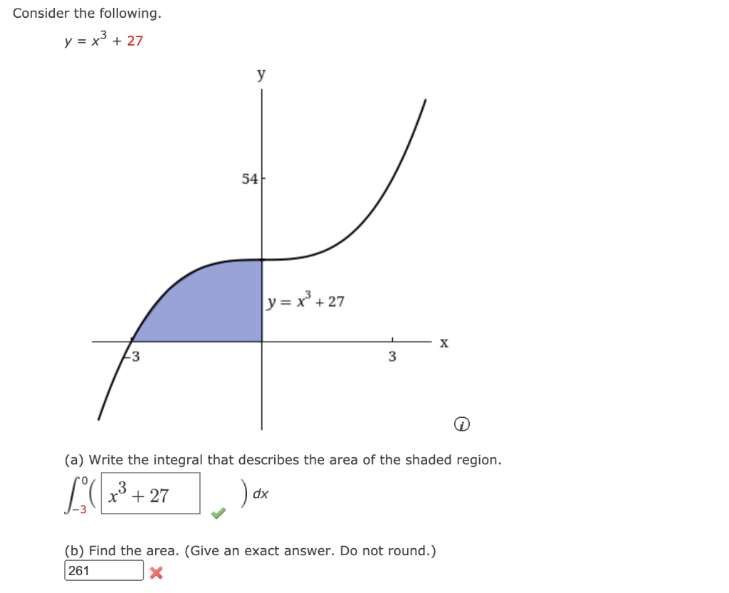 Solved Consider the following. y = x3 + 27 y 54 y = x² + 27 | Chegg.com