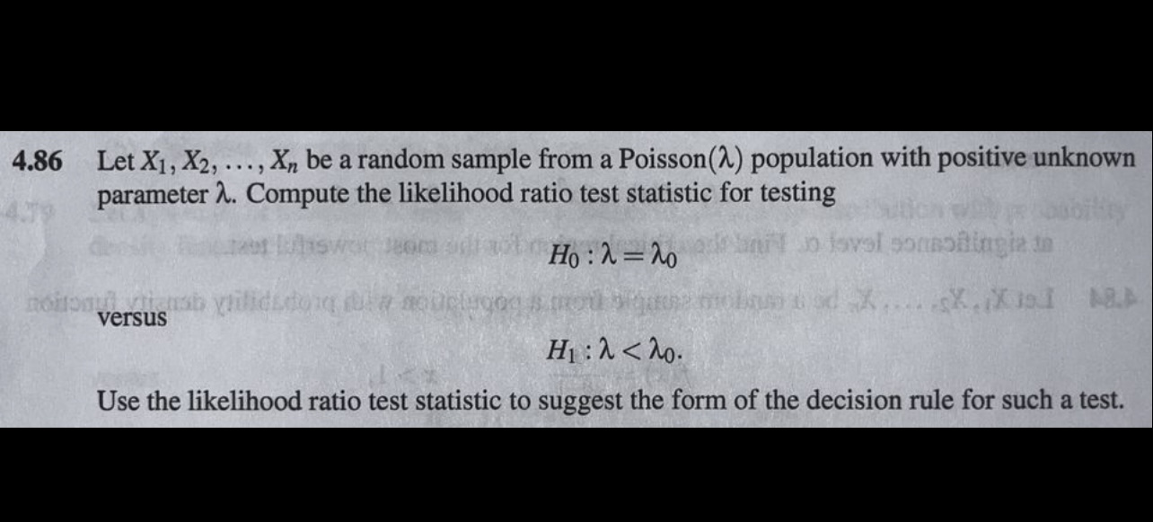 Solved 1.86 Let X1,X2,…,Xn be a random sample from a Poisson | Chegg.com