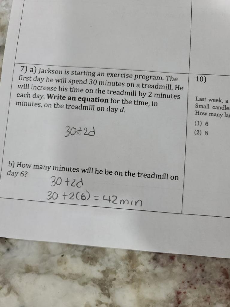 Solved 10) 7) a) Jackson is starting an exercise program. | Chegg.com