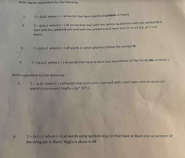 Solved Write regular expressions for the following: 1. | Chegg.com