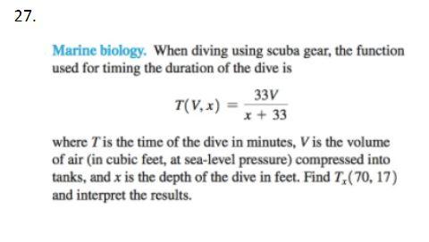 Solved Marine biology. When diving using scuba gear, the | Chegg.com