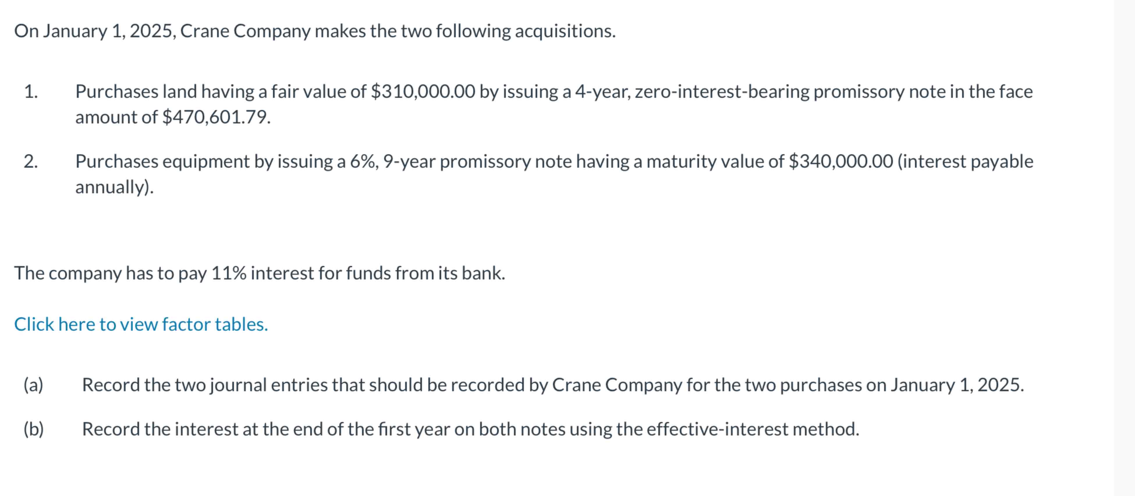 Solved On January 1, 2025, ﻿Crane Company makes the two | Chegg.com