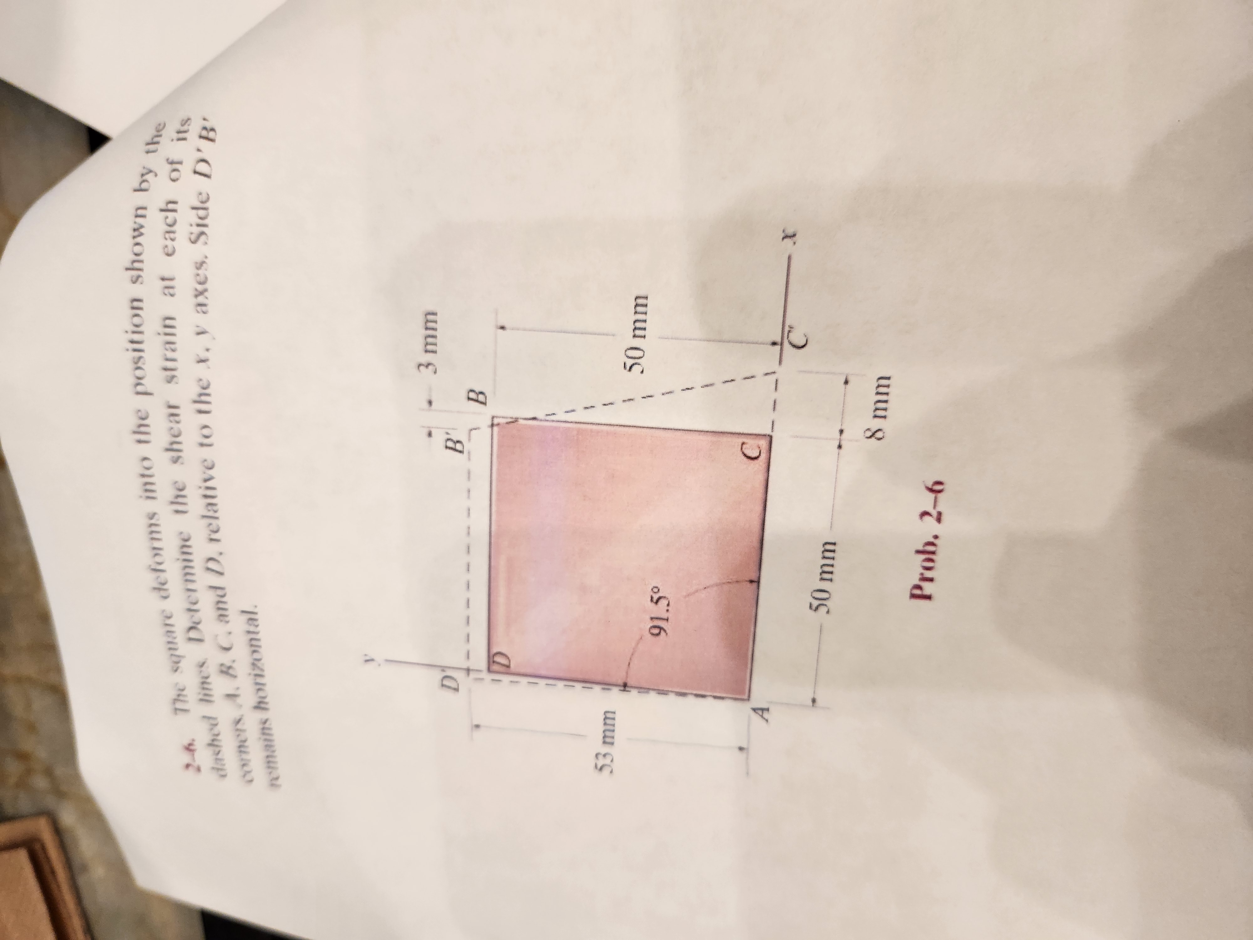 Solved 2-6. The square deforms into the position shown by | Chegg.com