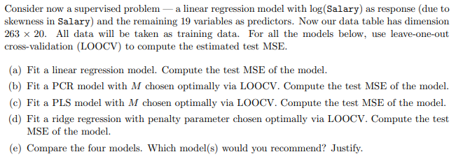 R CODE Use the Hitters dataset from the ISLR package | Chegg.com