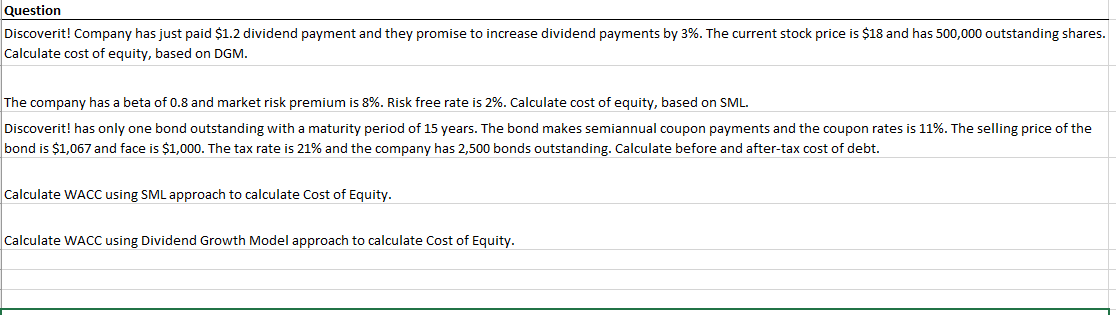 Solved WEIGHTS COST OF EQUITY 1. Dividend Growth Model (DGM) | Chegg.com
