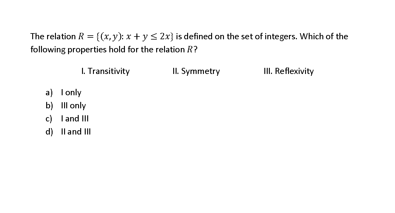 Solved The relation R = {(x,y): x + y S2x} is defined on the | Chegg.com