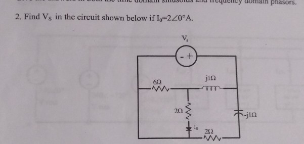 Solved phasors. 2. Find Vs in the circuit shown below if | Chegg.com
