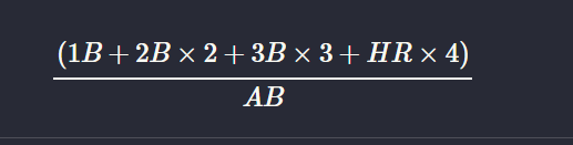 Solved In baseball, the slugging percentage is computed with | Chegg.com