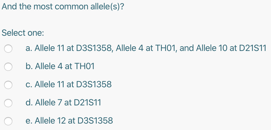 Solved Here is an example using 3 CODIS STR results. DNA | Chegg.com