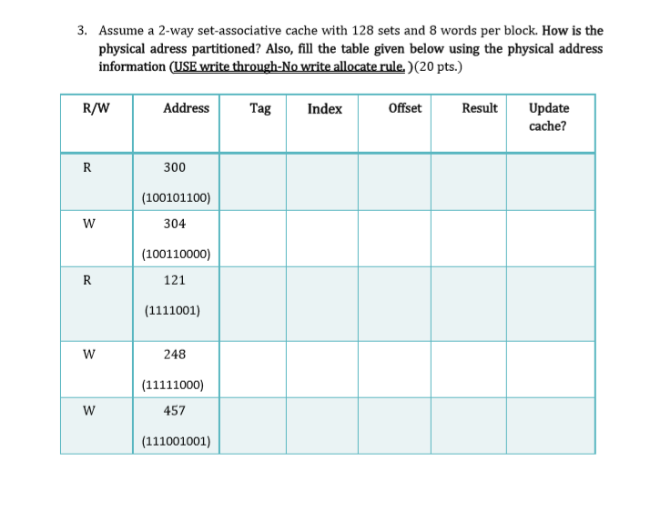Solved 3. Assume a 2-way set-associative cache with 128 sets | Chegg.com