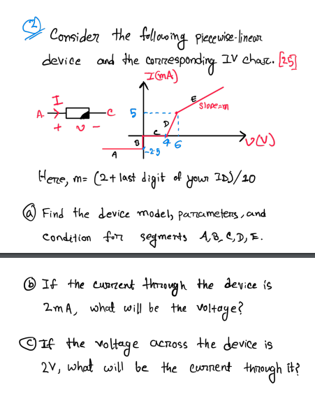 Solved · Consider the following piecewise-linear device and | Chegg.com