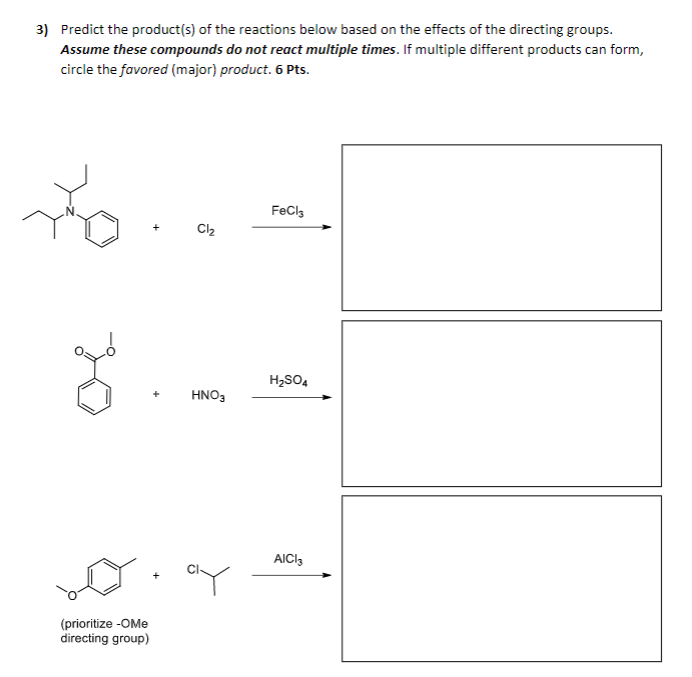 Solved 3) Predict the product(s) of the reactions below | Chegg.com