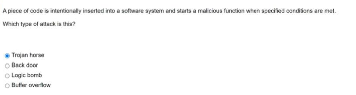 Solved A piece of code is intentionally inserted into a | Chegg.com
