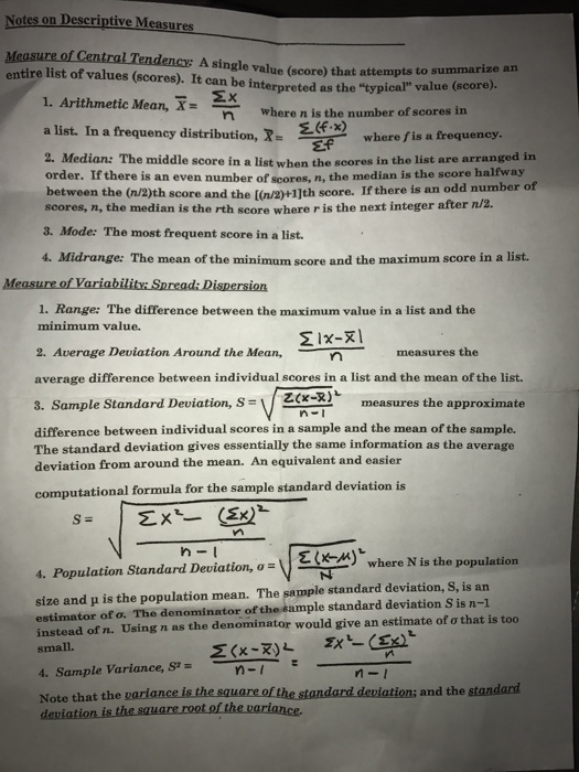 Solved Measure of Central Tendency: A single value (score) | Chegg.com