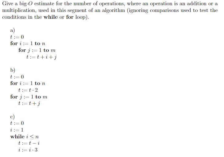Solved Give a big-O estimate for the number of operations, | Chegg.com