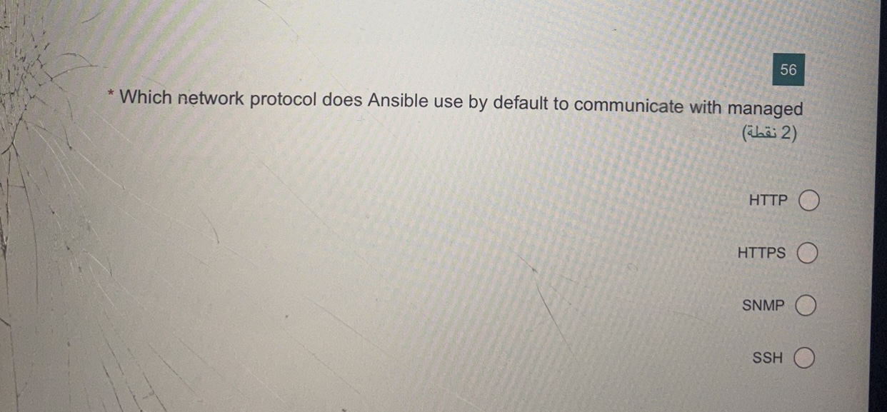 Solved *Which network protocol does Ansible use by default | Chegg.com