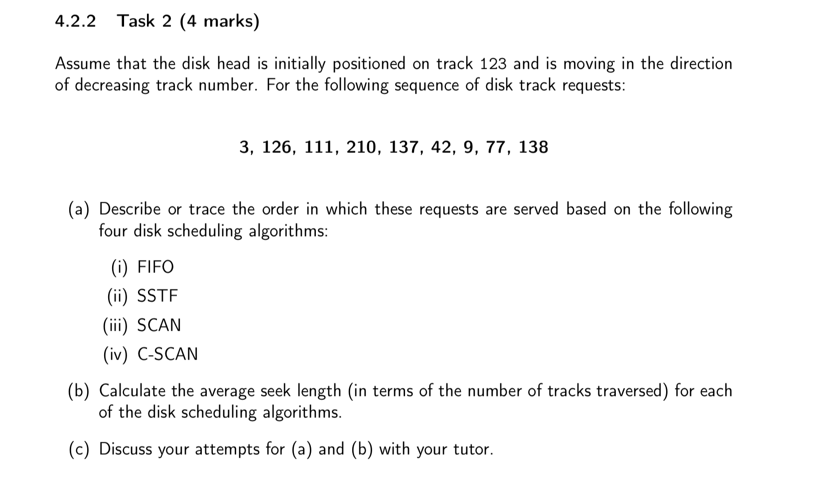 Solved 4.2 Problem-Solving Tasks (8 marks) 4.2.1 Task 1 (4 | Chegg.com