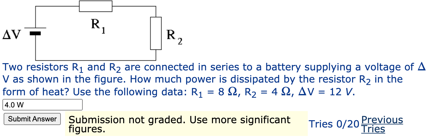 Solved Two resistors R1 and R2 are connected in series to a | Chegg.com