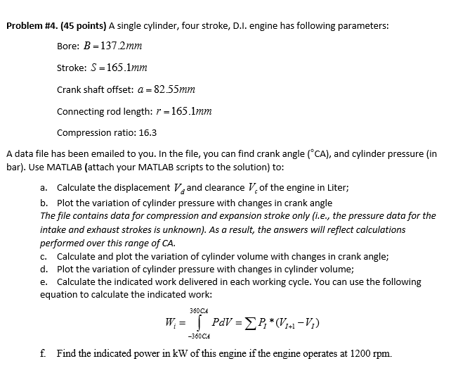 Solved Problem #4. (45 points) A single cylinder, four | Chegg.com