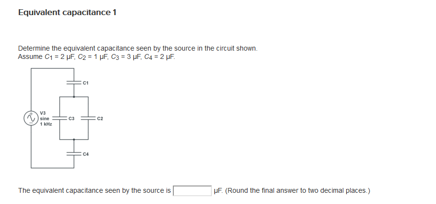 Solved Equivalent capacitance 1 Determine the equivalent | Chegg.com