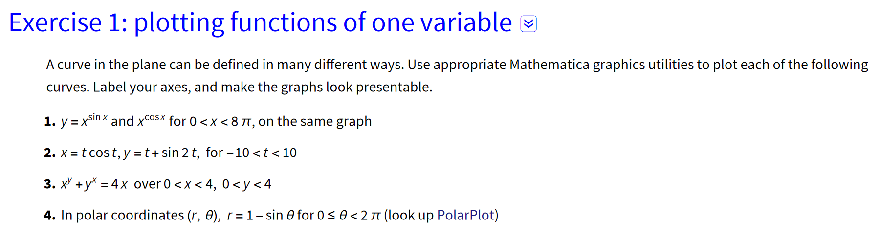 Solved Exercise 1: plotting functions of one variable A | Chegg.com