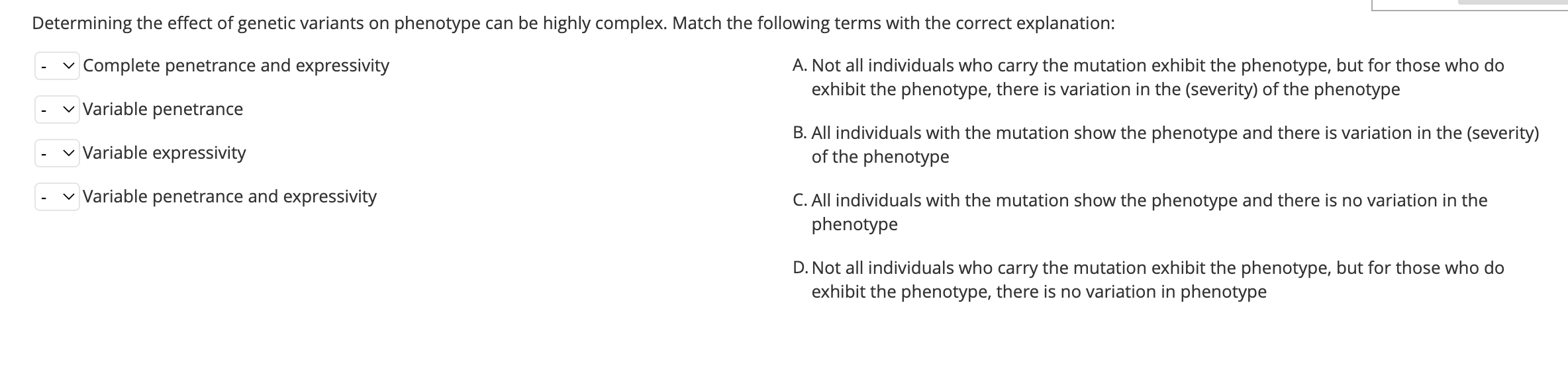 Solved - Complete penetrance and expressivity - Variable | Chegg.com