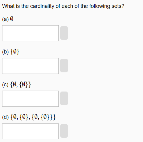 Solved What is the cardinality of each of the following | Chegg.com