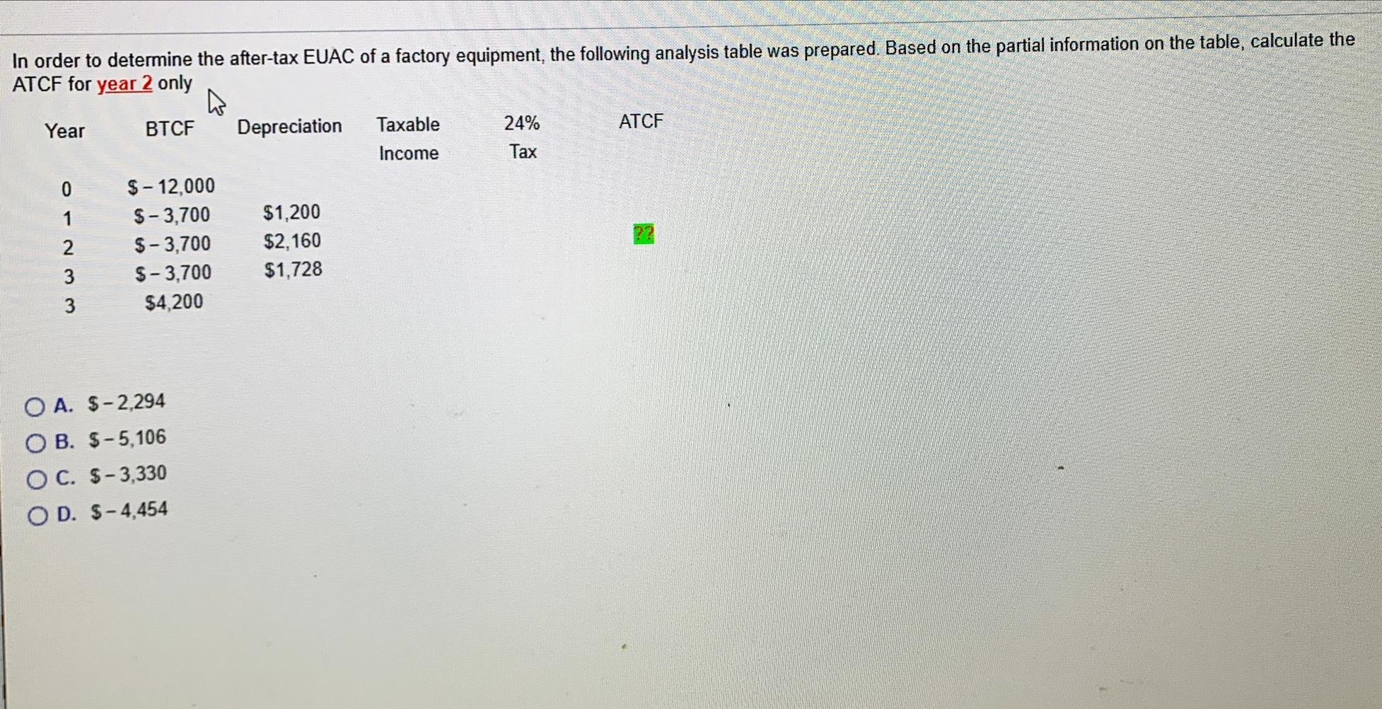 Solved In order to determine the after-tax EUAC of a factory | Chegg.com