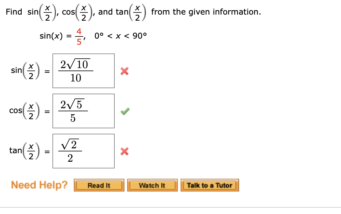 Solved Find sin(), cos(ž) and tan xl from the given | Chegg.com