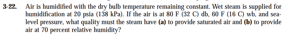 Solved 3-22. Air is humidified with the dry bulb temperature | Chegg.com