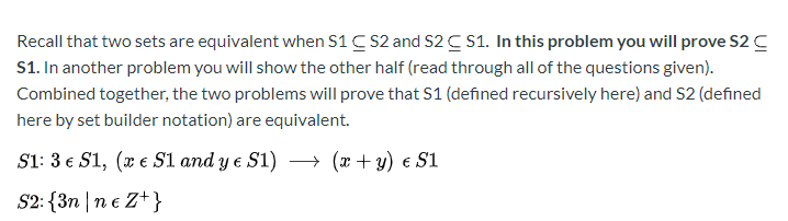Solved Recall that two sets are equivalent when S1 S2 and S2 | Chegg.com