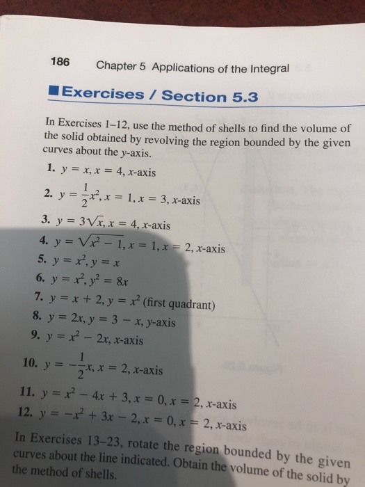 Solved 186 Chapter 5 Applications of the Integral Exercises | Chegg.com