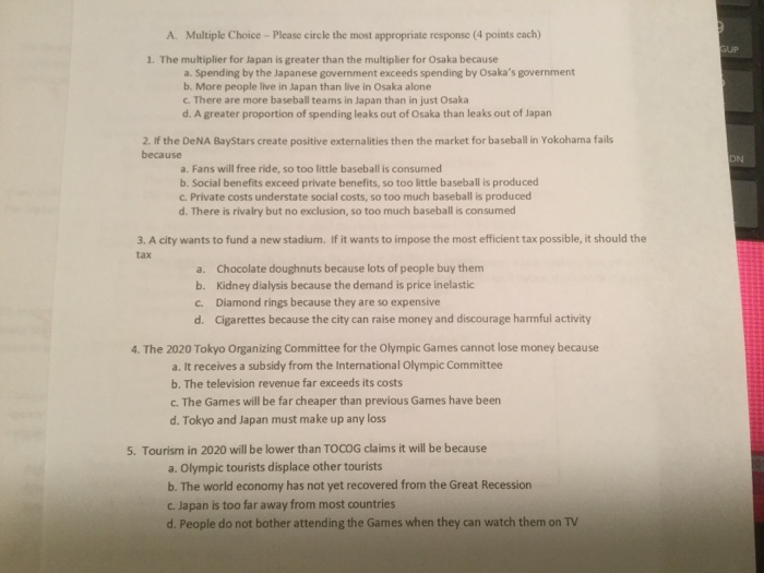 Solved A. Multiple Choice-Please circle the most appropriate | Chegg.com