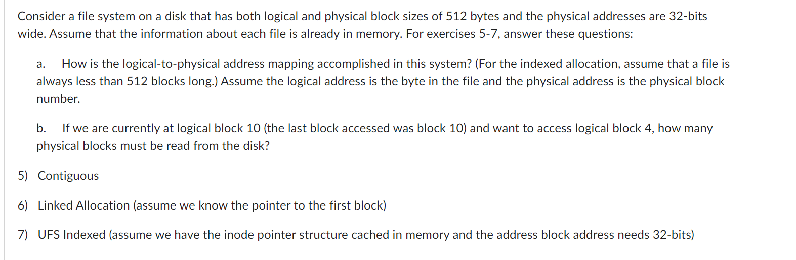 Solved Consider A File System On A Disk That Has Both 