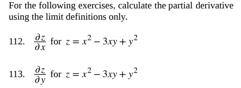 Solved For the following exercises, calculate the partial | Chegg.com
