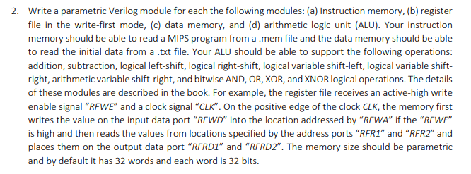 Solved 2. Write a parametric Verilog module for each the | Chegg.com