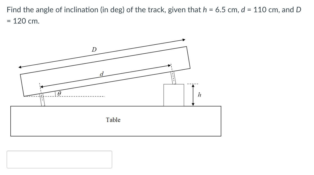 Solved Find the angle of inclination (in deg) of the track, | Chegg.com